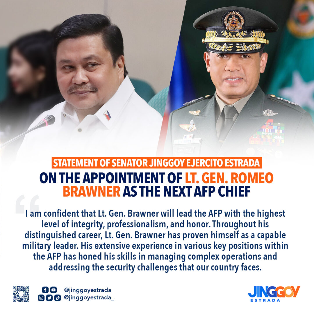 On the appointment of Lt. Gen. Romeo Brawner as the next AFP chief ...