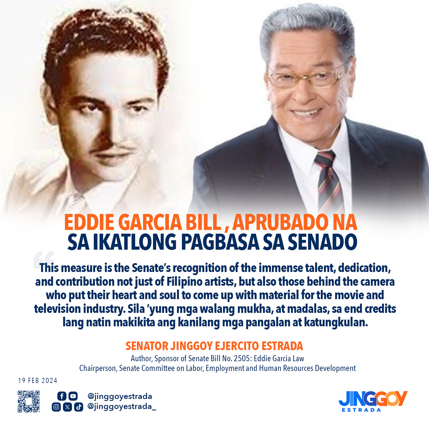 Senate approves Eddie Garcia bill – Jinggoy Ejercito Estrada