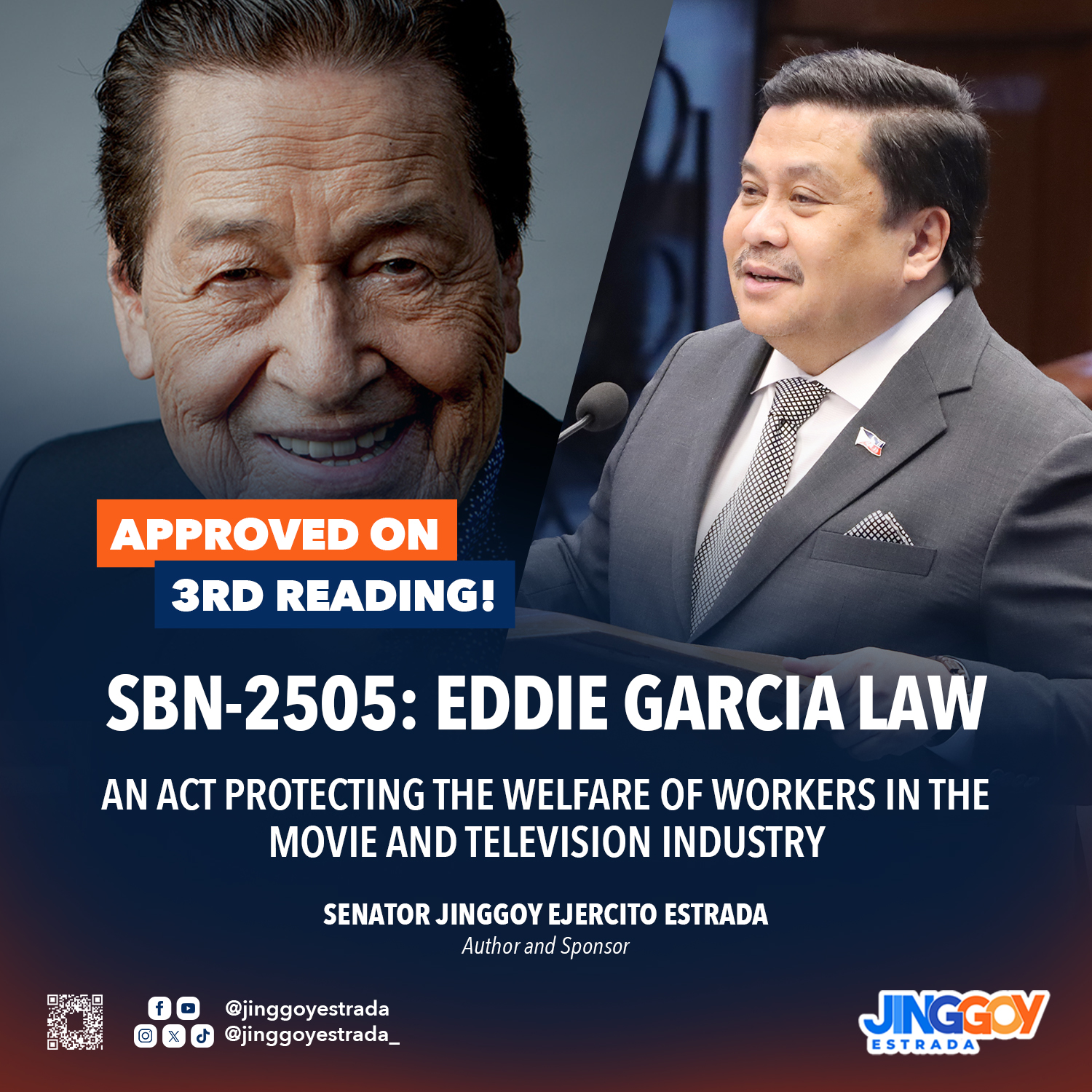 Manifestation on 3rd Reading Approval of Eddie Garcia Act (SBN-2505) – Jinggoy Ejercito Estrada