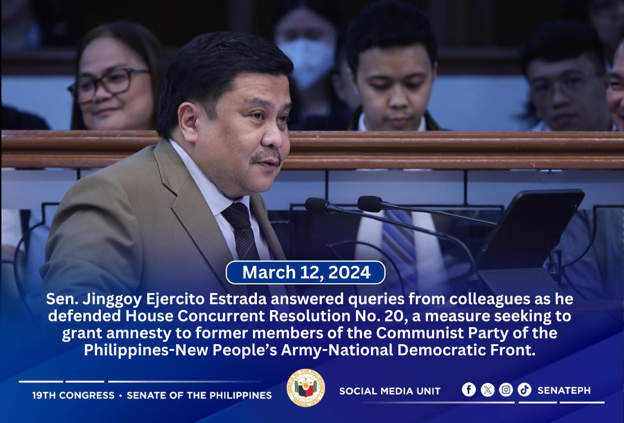 PRIB PHOTO: Estrada defends measure granting amnesty to former CPP-NPA-NDF members – Jinggoy ...