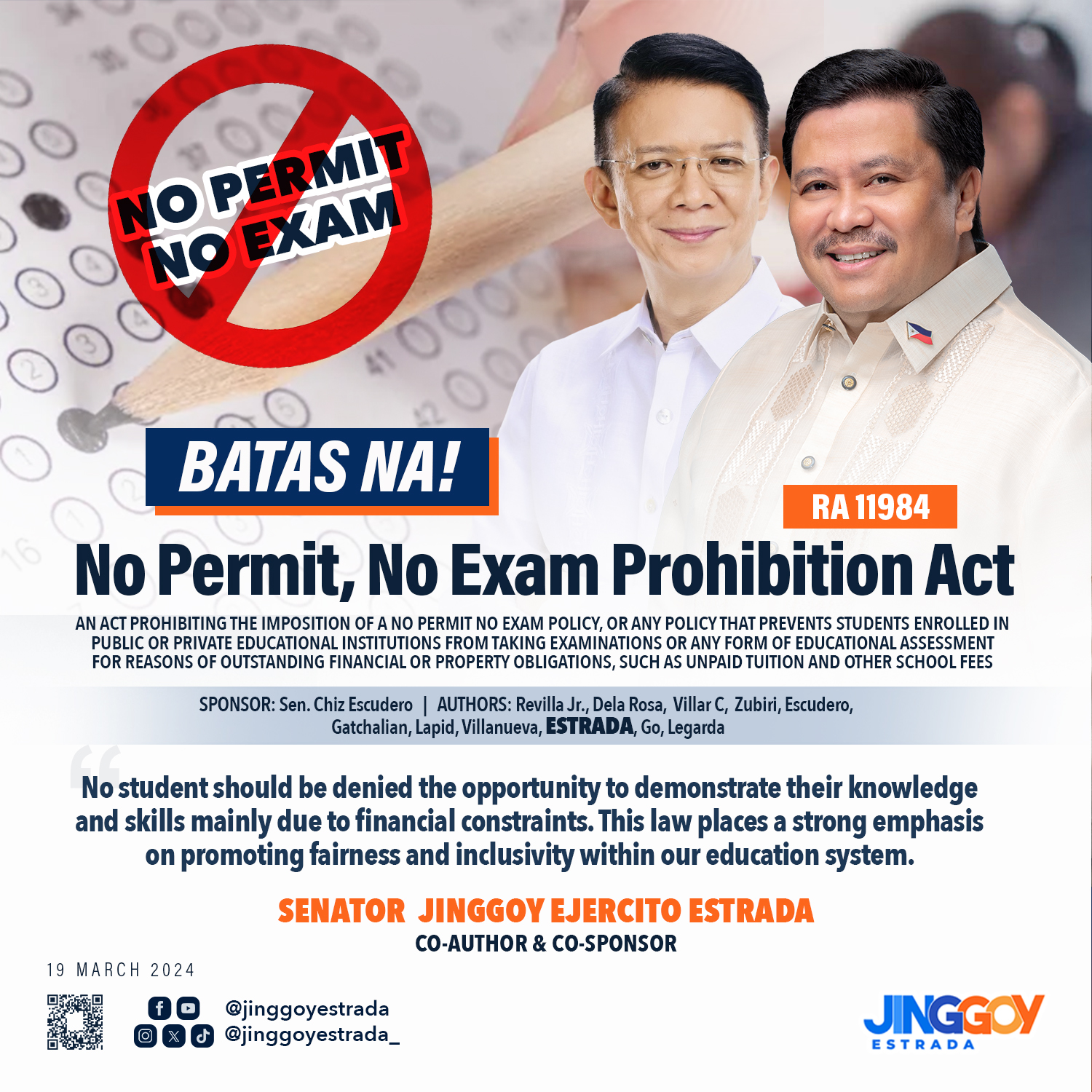 Statement on the signing into law of No Permit, No Exam Prohibition Act ...