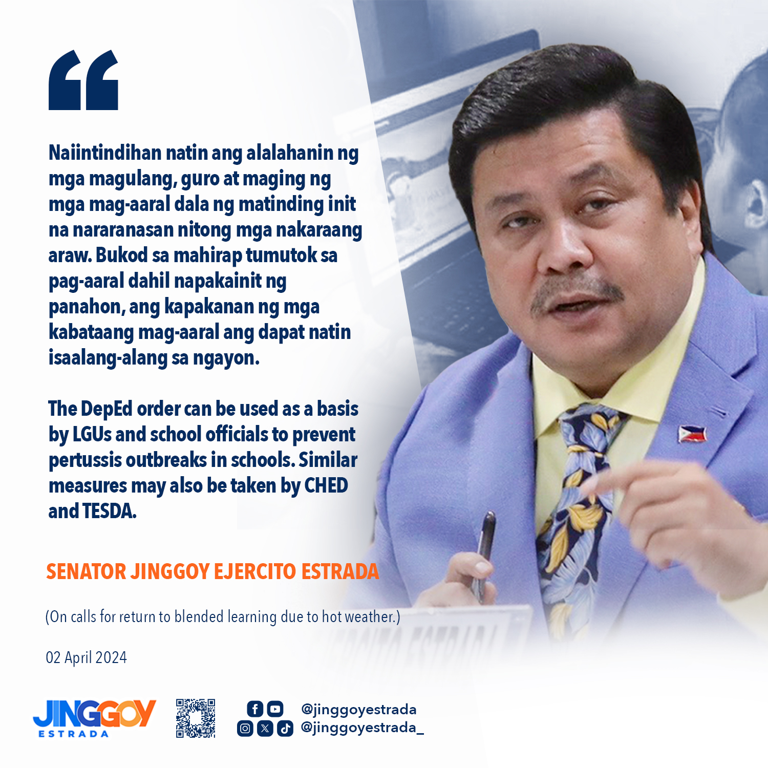 Statement on calls for return to blended learning due to hot weather ...