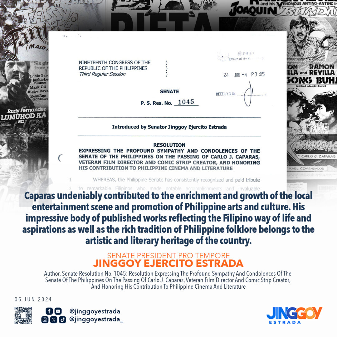 Jinggoy files reso expressing the Senate’s sympathy for the passing of ...