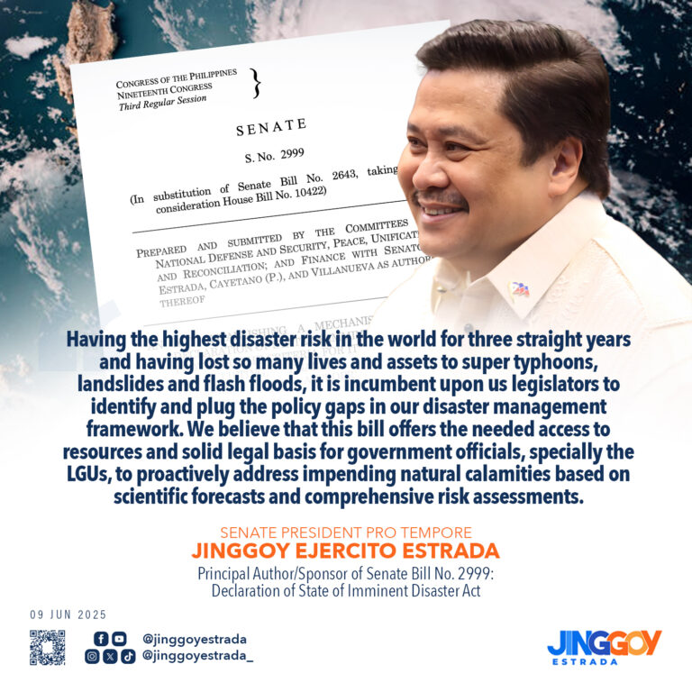 Jinggoy: ‘Declaration of State of Imminent Disaster’ bill, a critical ...