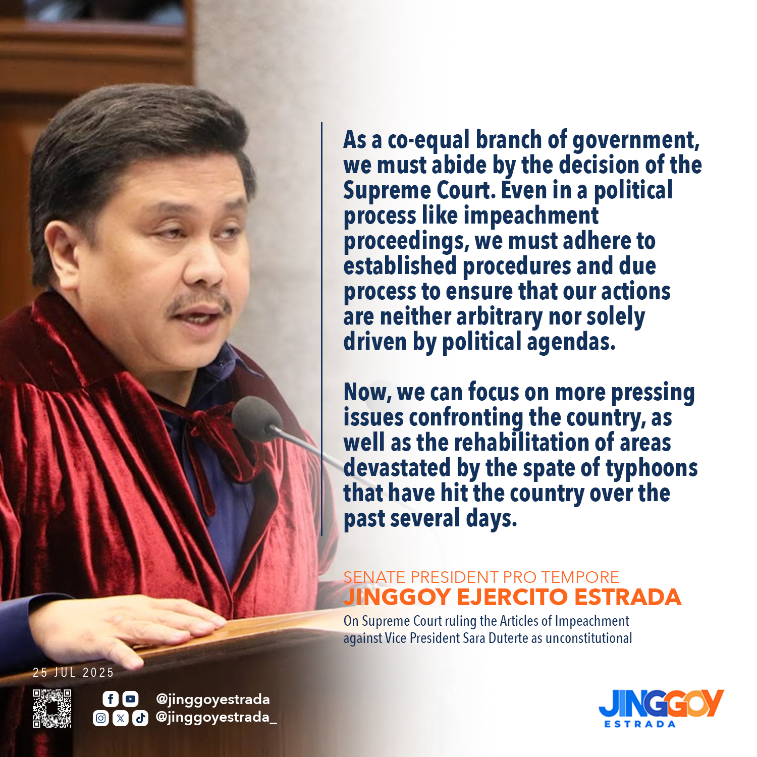 Statement on SC ruling the Articles of Impeachment vs Vice President Sara Duterte as ...