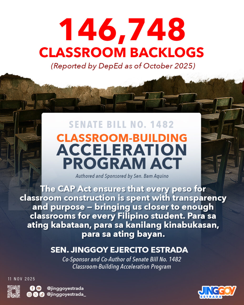 Co-Sponsorship Speech on Senate Bill No. 1482 Classroom-Building ...