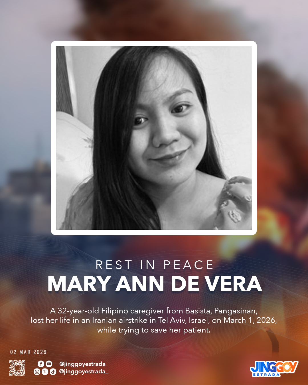 Statement on the Death of OFW Mary Ann De Vera Who Died Saving Her ...